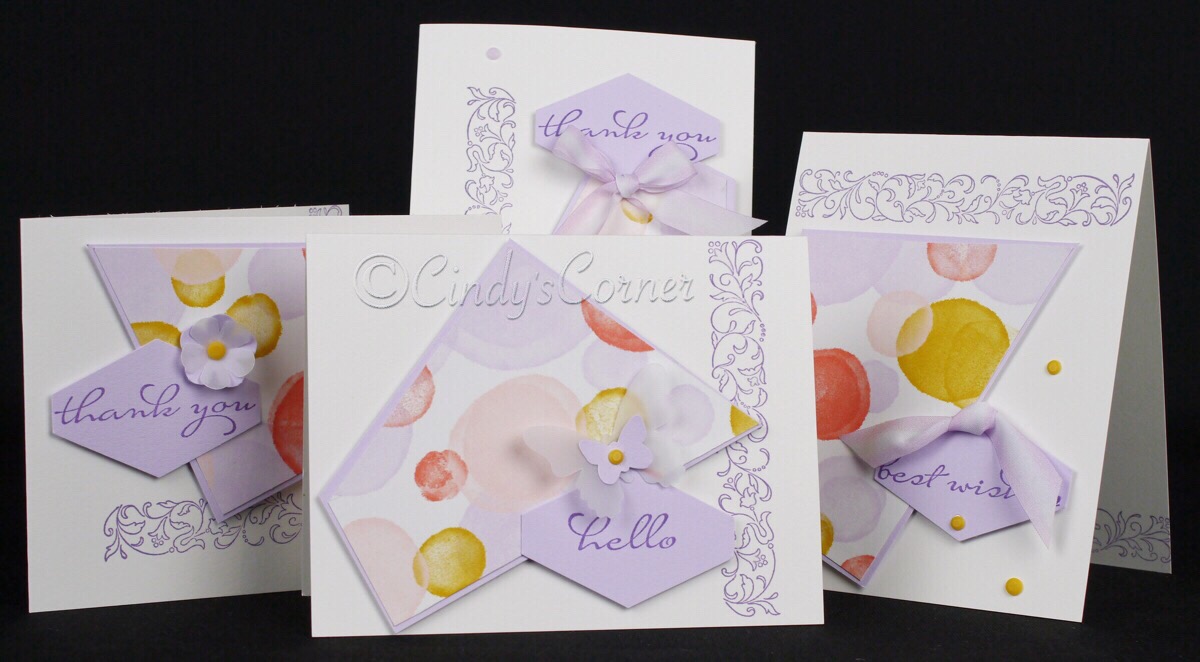 Playing with Patterns ~ 4 cards from 6 x 6 piece of DSP – Cindy's Corner