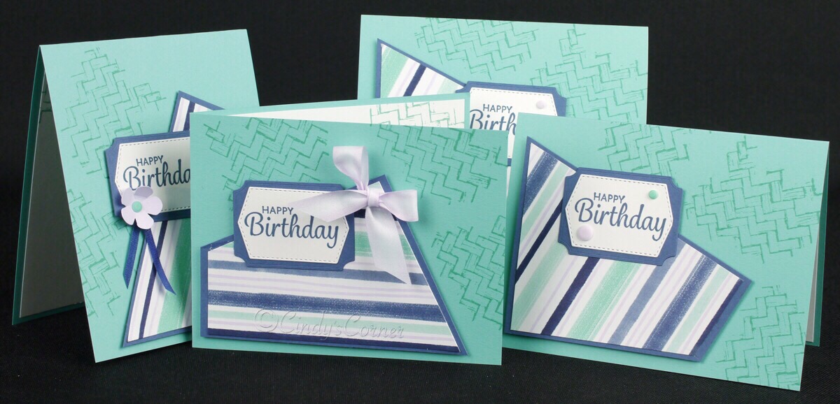 Playing with Patterns ~ 4 cards from 6 x 6 piece of DSP – Cindy's Corner