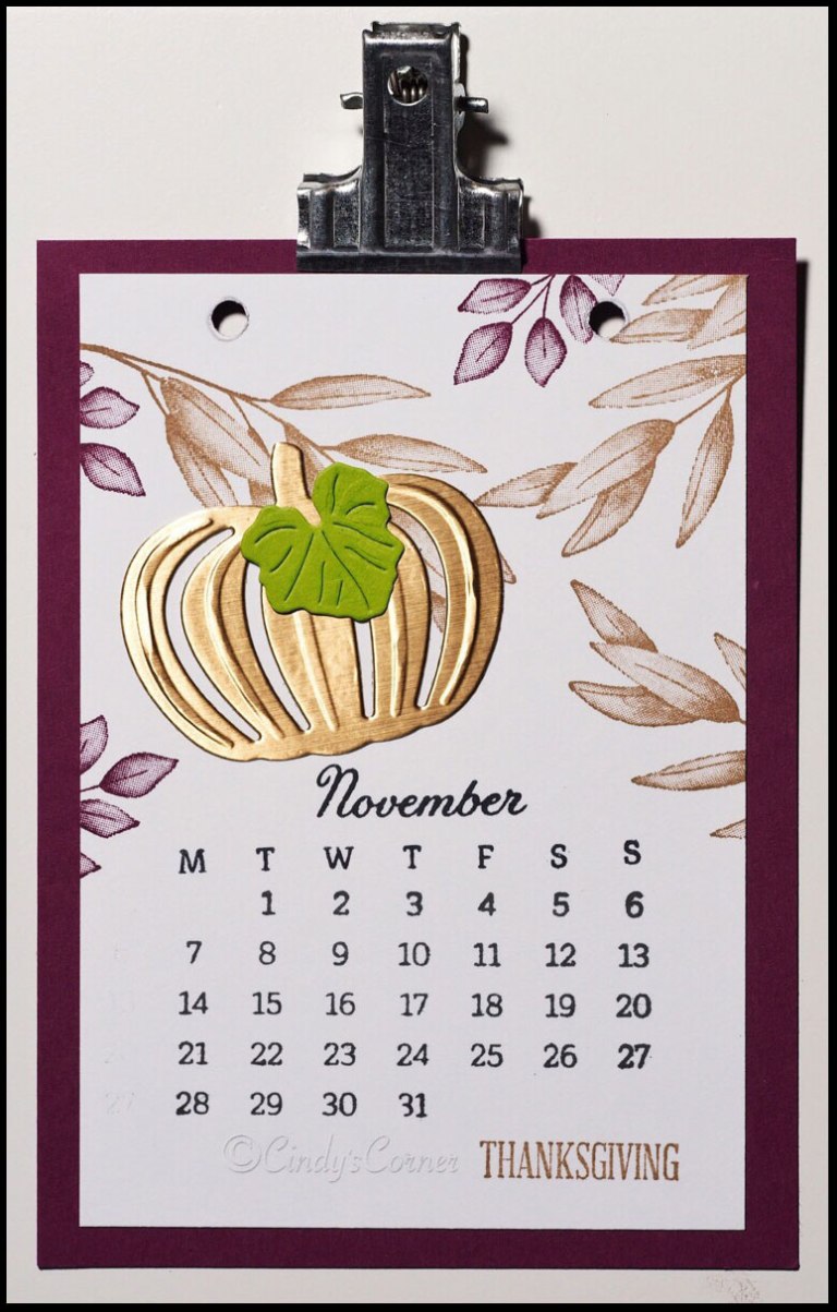 Flip over calendar ~ November – Cindy's Corner